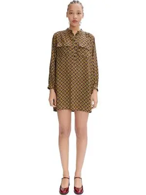 A.P.C. A.P.C. Mathilde Dress With Mandarin Collar And Printed Viscose