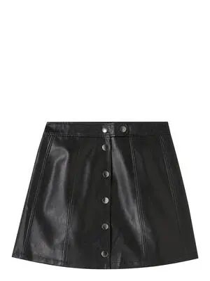 A.p.c. Matte Faux Leather Trapeze Skirt - Black