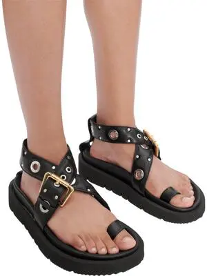 A.p.c. Concarneau Sandals With Buckle And Eyelets - Black