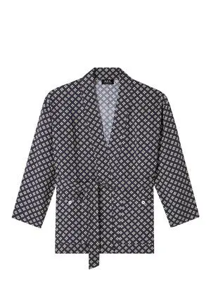 A.p.c. Belted Printed Jacket - Navy Blue