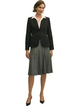 BROOKS BROTHERS Brooks Brothers Wool-Blend Pleated Herringbone Skirt