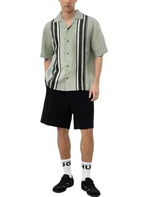 Hugo Seersucker Textured Pleated Shorts - Black