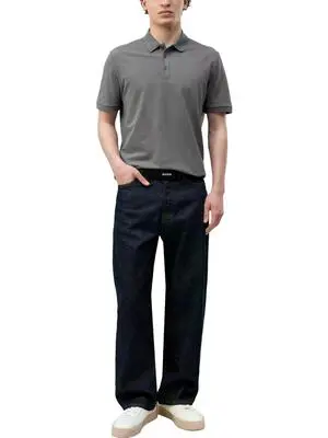 Hugo Logo-print Piqué Polo Shirt - Grey