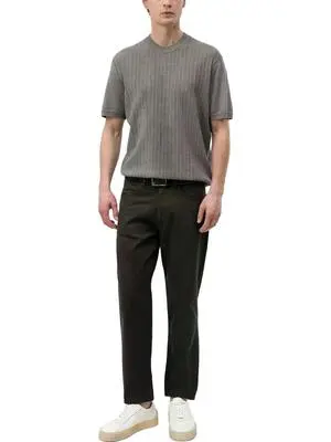 BOSS Ribbed Knit Short-sleeve Sweater - Grey