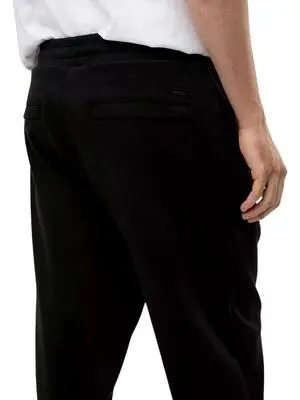 BOSS Straight Leg Trousers With Logo Patch - Black