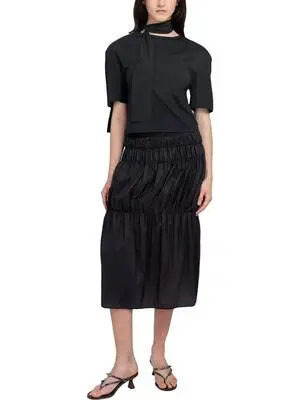 AMOMENTO Padded Tie-neck T-shirt - Black