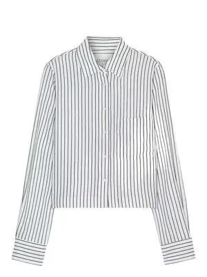 Closed Striped Crop Shirt - Neutrals