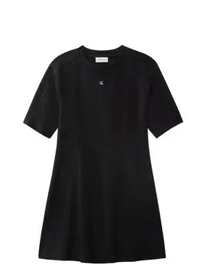 Calvin Klein Paneled Logo Plaque Dress - Black