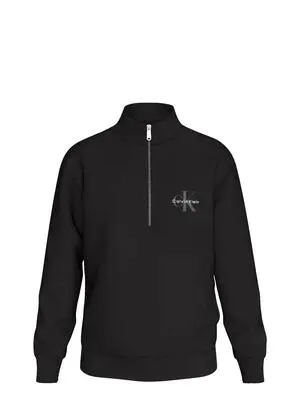 Calvin Klein Quarter-zip Logo-print Sweater - Black