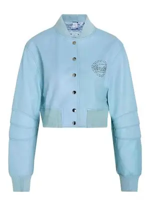 AN-Y1 Cropped Bomber Jacket With Stud Embellishment - Blue