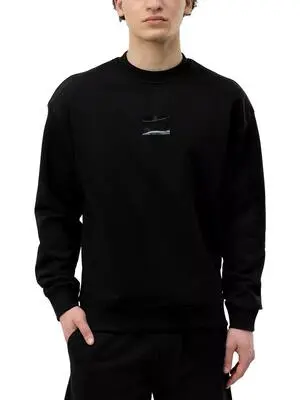 Hugo Logo Patch Crew Neck Sweater - Black