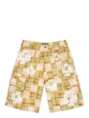 DENIM TEARS Cotton Wreath Cargo Short Madras - Multicolor