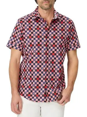 Robert Graham Stars Aligned Short Sleeve Stretch Cotton Button-up Shirt - Multi
