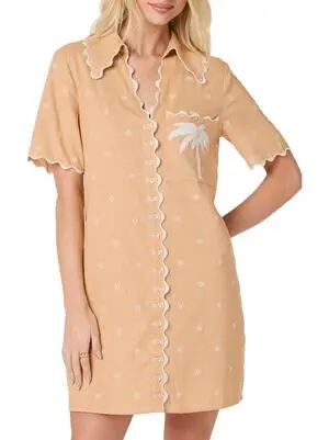 Astr The Label Noelle Scallop Trim Shirtdress - Peach