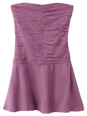 Mango Strapless Smocked Minidress - Maroon