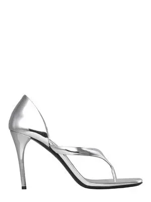 Alaïa Laminated Leather Infradito Sandals - Silver