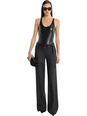 Michael Kors Camilla Wool Wide-leg Trousers - Black