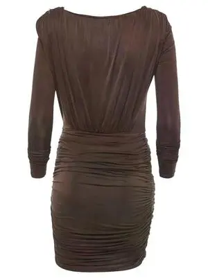 Elisabetta Franchi Ruched Jersey Dress - Brown