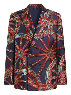 Dolce & Gabbana Carretto-print Silk Twill Double-breasted Jacket - Multicolor
