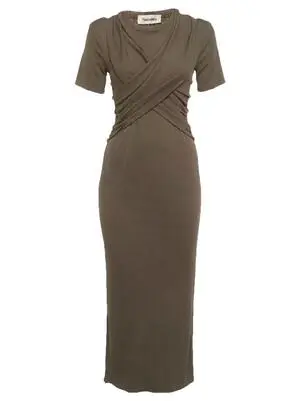 Nanushka Jannet Wrap Midi Dress - Brown