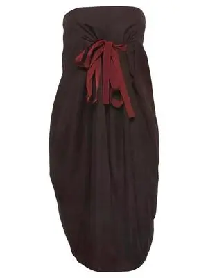 Bottega Veneta Strapless Bow Detail Mini Dress - Brown