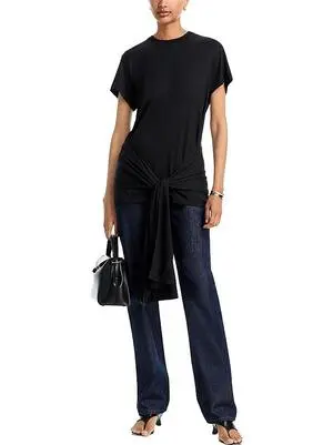 TOTEME Tie Waist Jersey Top - Black