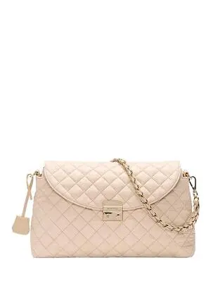 Mz Wallace Crosby Lock Medium Quilted Nylon Shoulder Bag - Buff