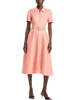 TOCCIN Jean Short Sleeve Dress With Belt - Sherbert
