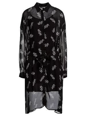 Armani Exchange Midi Shirt Dress With Logo Print And Belt - White
