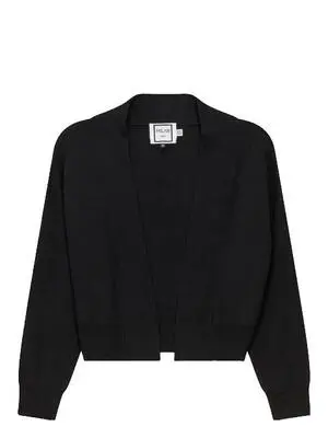 MILAN ITALY Cropped Knit Open Front Cardigan - Black