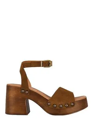 Steve Madden Karsin Suede Block Heel Sandals - Cognac