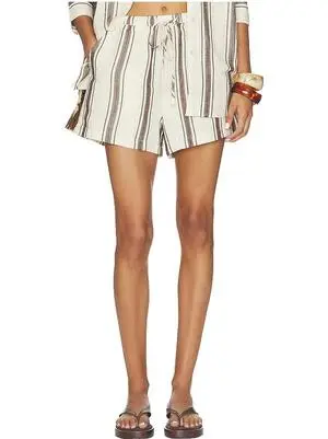 Rails Austin Striped Linen-blend Drawstring Shorts - Brown