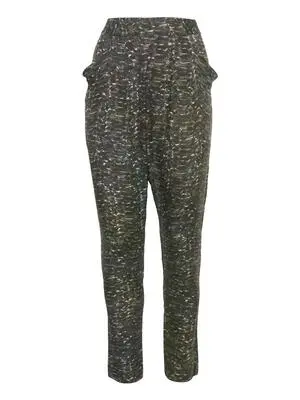 JOSEPH Grey Silk Animal Print Tapered Trousers - Brown