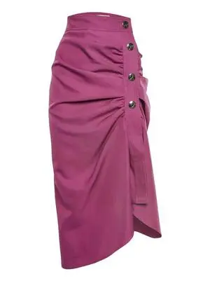 Marni Ruched Asymmetric Midi Skirt - Pink