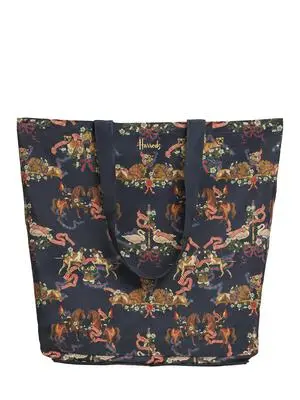 Harrods Great British Pocket Shopper Bag - Navy