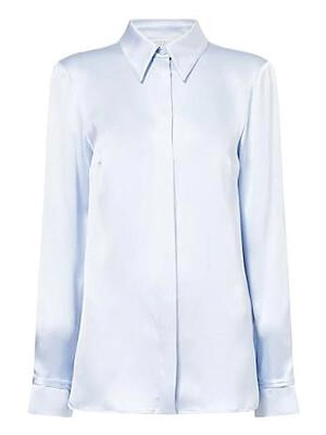 Gabriela Hearst Long Sleeve Silk Shirt - Light Blue