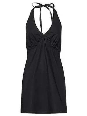DEIJI STUDIOS Deiji Studios Cinched Halter Cotton Mini Dress