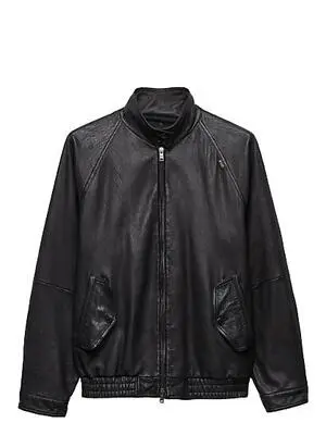 Prada Stand-collar Nappa Leather Blouson Jacket - Black