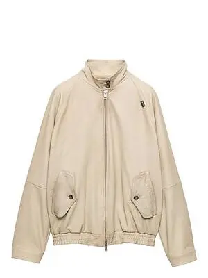 Prada Prada Stand Collar Nappa Leather Blouson Jacket Neutral