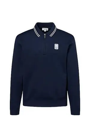 Lacoste Tennis Heritage Quarter-zip Jersey Sweatshirt - Navy