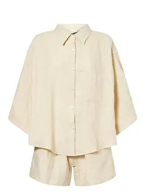 DEIJI STUDIOS Relaxed Linen Shirt And Shorts Set - Oat