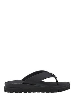Prada Prada Rubber Thong Sandals With Enamelled Triangle Logo Black