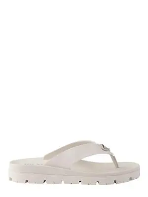 Prada Rubber Thong Sandals With Enamelled Triangle Logo - Neutral