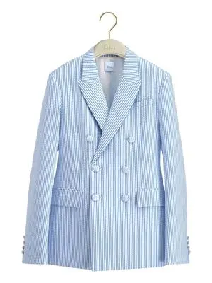 Dior Riviera Seersucker Fitted Jacket - Blue