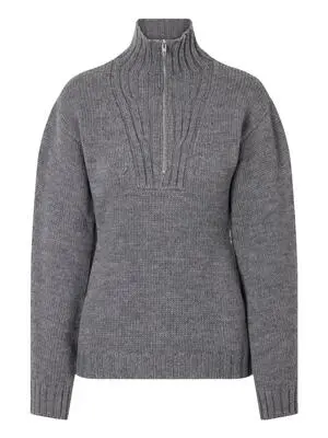 JIL SANDER Jil Sander Ribbed-Knit Half-Zip Turtleneck Sweater