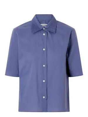 JIL SANDER Pleated Neckline Shirt - Blue