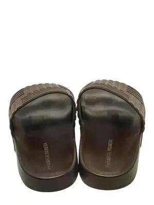 Bottega Veneta Intrecciato-effect Slides - Brown
