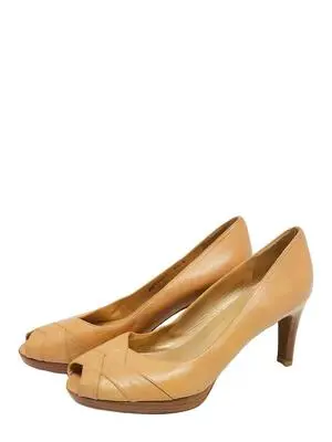 STUART WEITZMAN Leather Peep Toe Platform Pumps - Neutrals