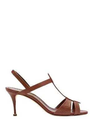 Manolo Blahnik Retauxlo Leather Heeled Sandals - Brown