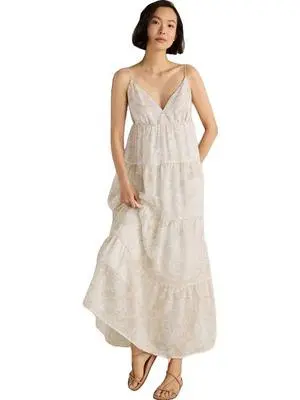 HAVEN WELL WITHIN Ramie Blend Paisley Tiered Maxi Dress - Assorted Brights